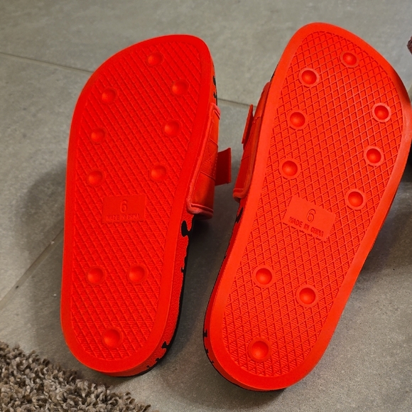 adidas | Shoes | Adidas Bold Red And Black Slides | Poshmark